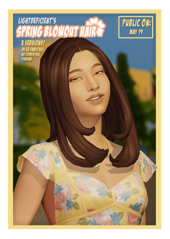 Spring Blowout Hair 3 Versions Maxis Match - Sims 4 Update